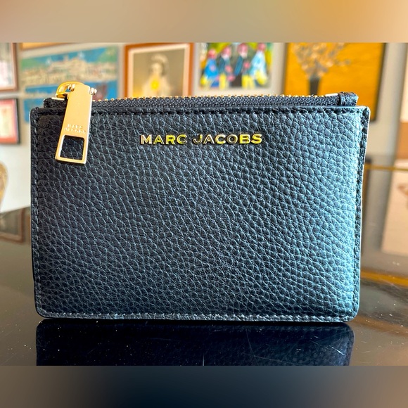 Marc Jacobs | Bags | Marc Jacobs Card Wallet In Black Pebble Leather ...